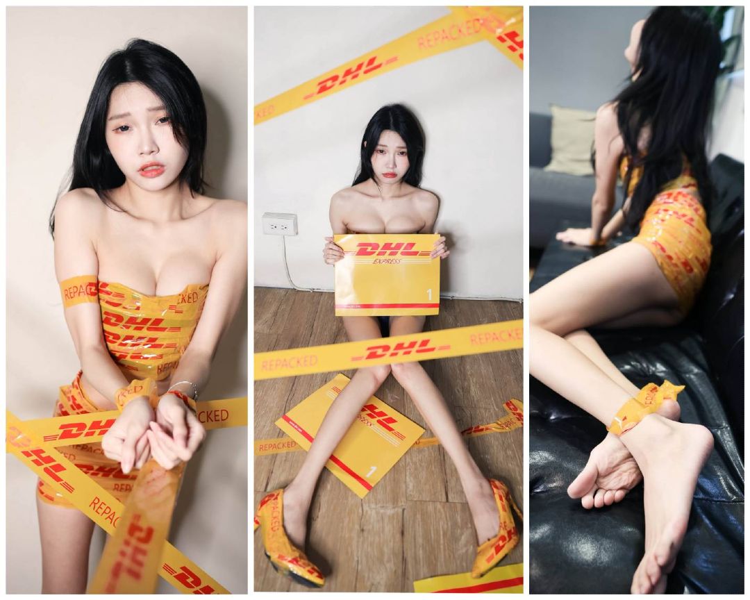 Furuke | [4K] 你的包裹到囉, 換TY寶寶被貼起來了, 膠帶裙搭配美胸美腿